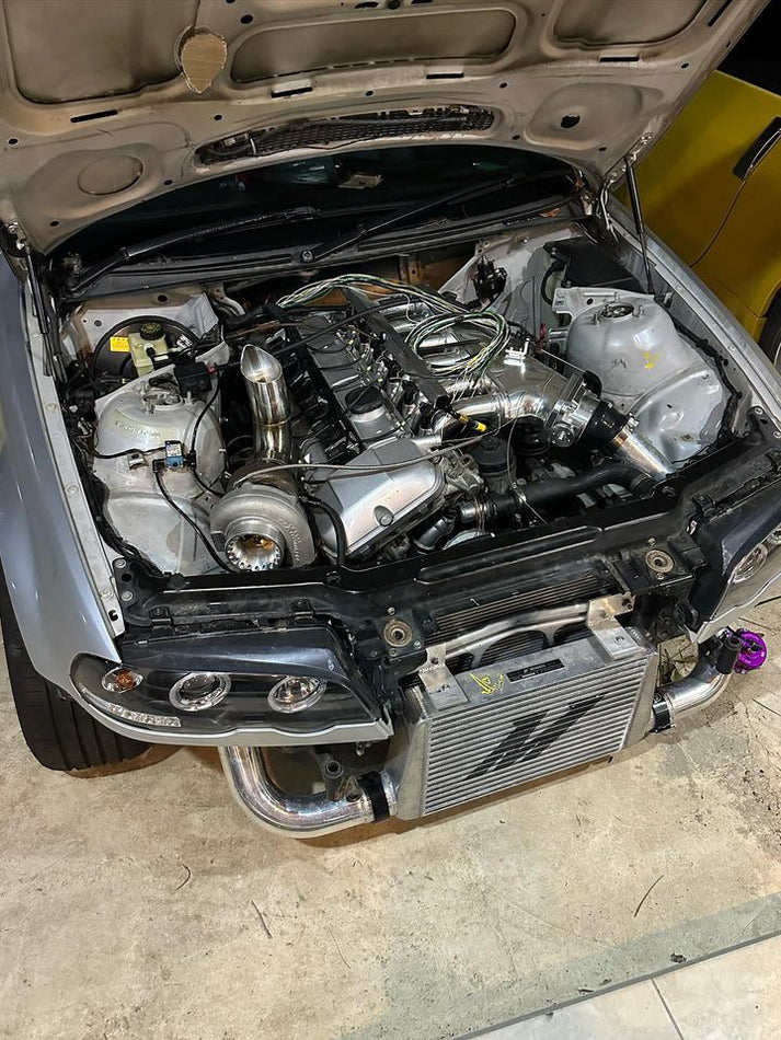 BMW E46 Single Turbo tear drop hood dump exhaust – JackFabrication